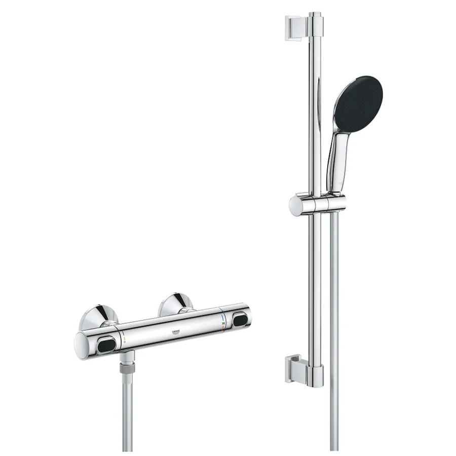 Set asta doccia con miscelatore termostatico e doccino cromo - Flow