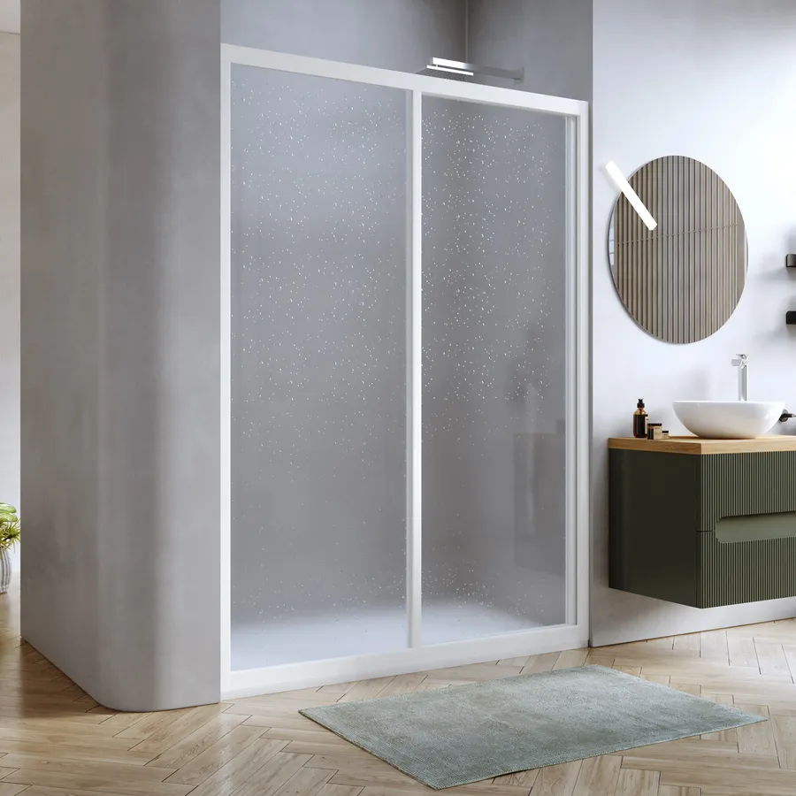 Box doccia 150 cm scorrevole in pvc stampato bianco 190h - Acril