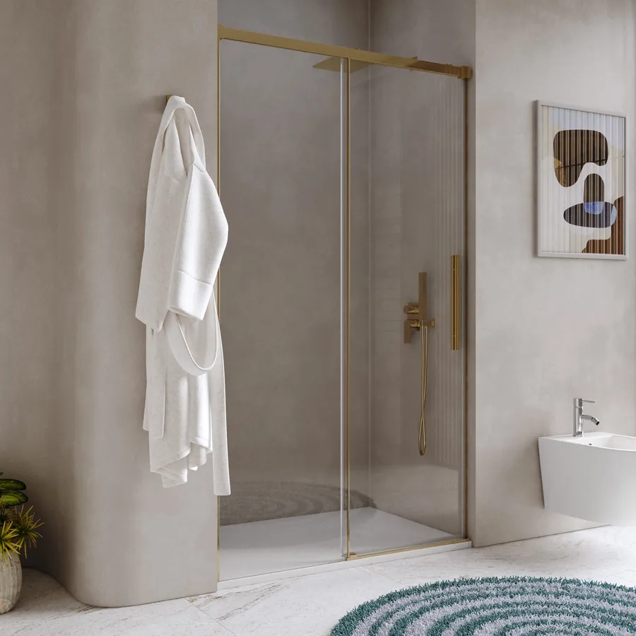 Box doccia nicchia 120 cm scorrevole con vetro anticalcare trasparente ...