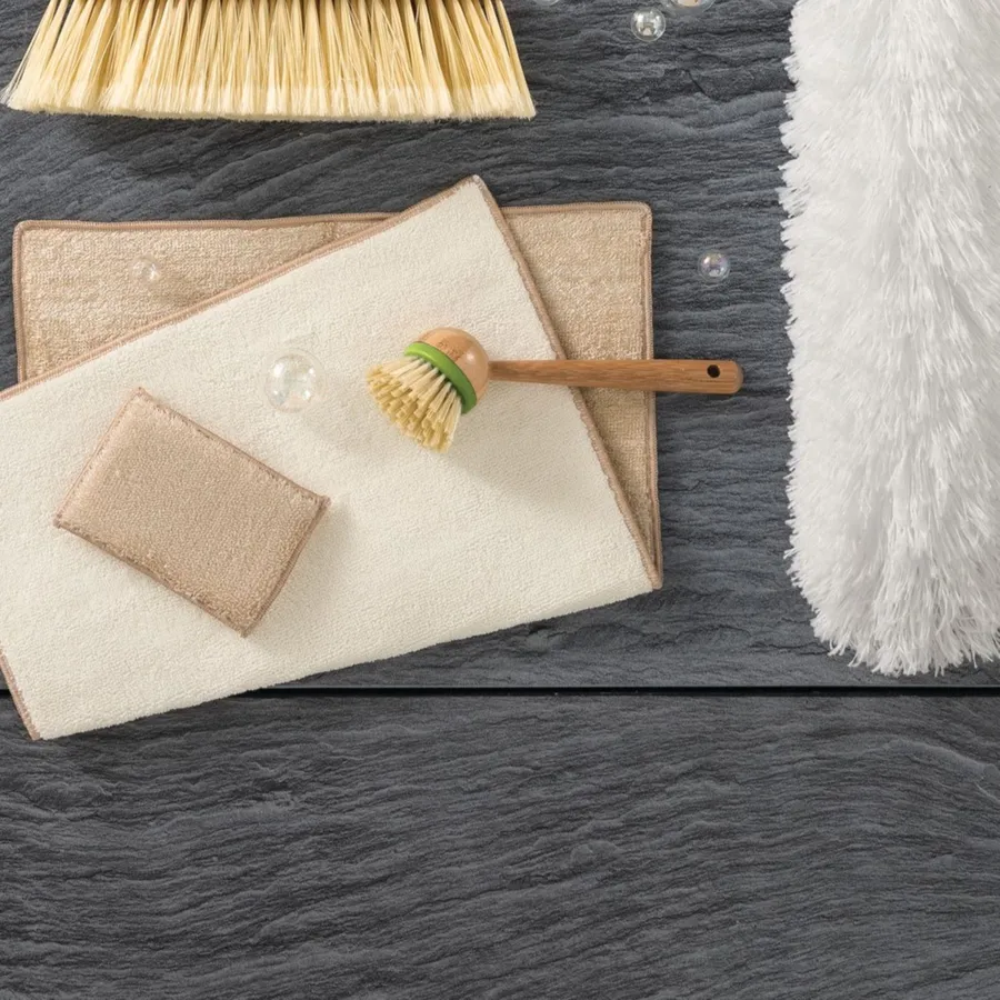 Spazzola per piatti 21h cm in bambù naturale con setole rigide