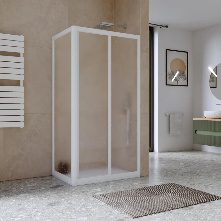 Box doccia 75X100 cm angolare scorrevole in pvc stampato bianco 190h ...