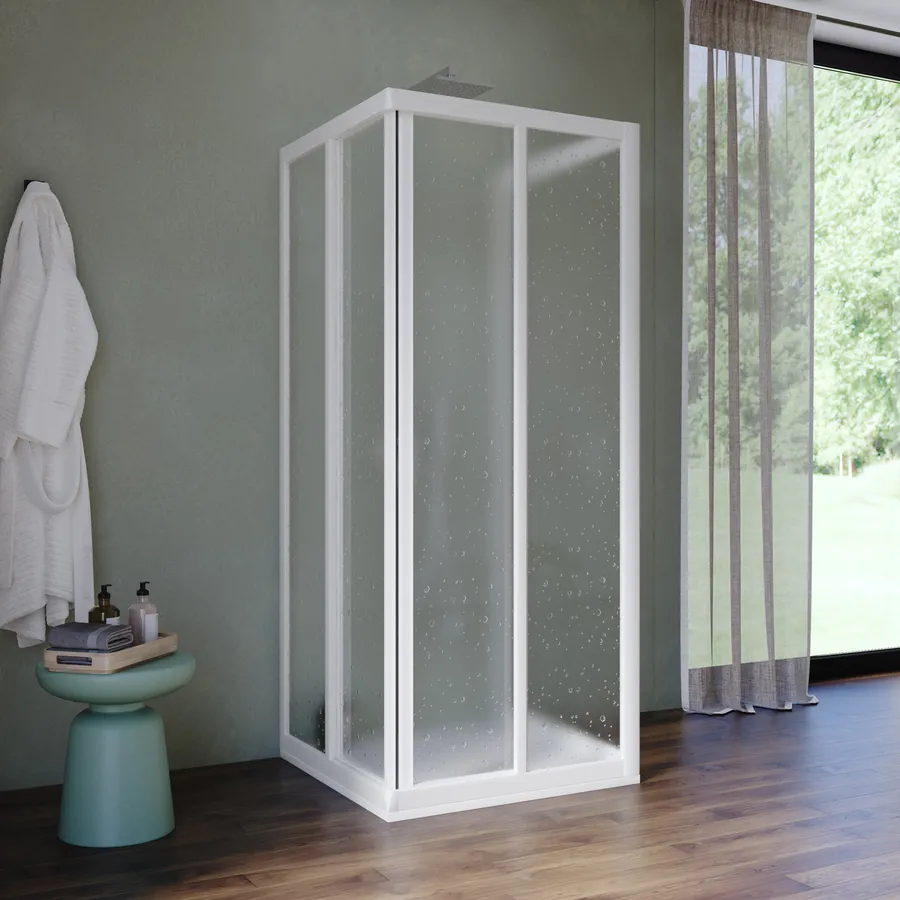 Box doccia 90X90X90 cm tre lati scorrevole con apertura ad angolo in ...