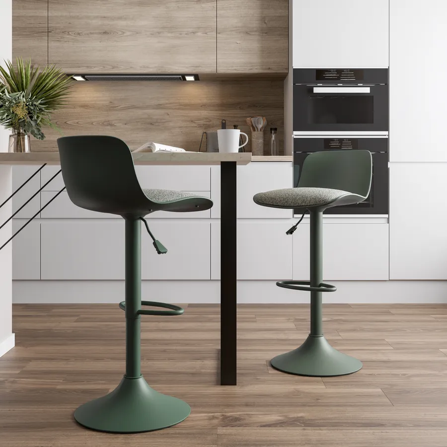 Set 2 sgabelli girevoli in polipropilene verde scuro regolabili in ...