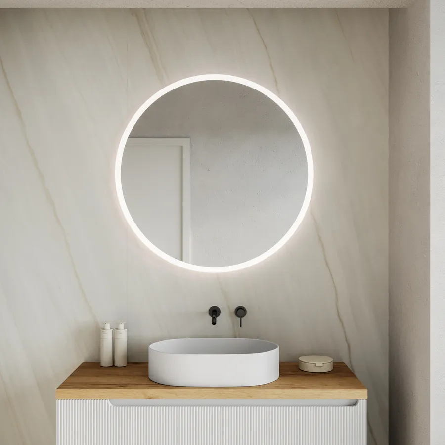 Specchio da bagno led Ø 90 cm con luce perimetrale e retroilluminato - Geid