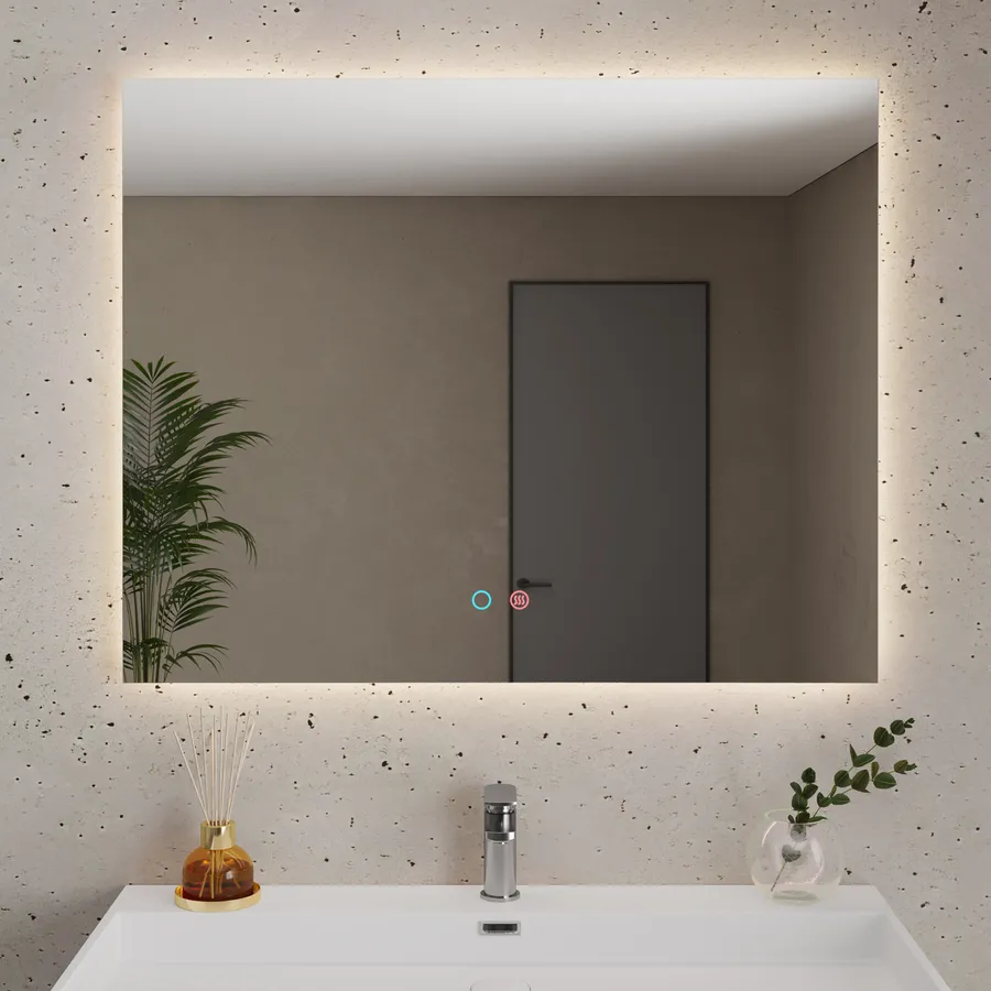 Specchio da bagno led 80x100 cm con antiappannate e retroilluminato - Mats