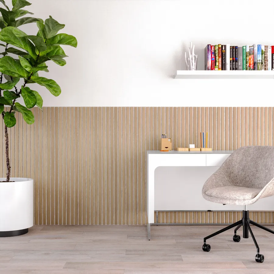 Set 2 pannelli fonoassorbenti boiserie 60x120h cm bianco con listelli ...