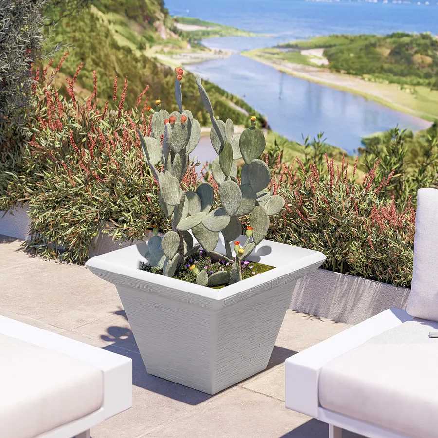 Vaso da esterno 72x72 cm tutta capienza in polietilene rustico bianco ...