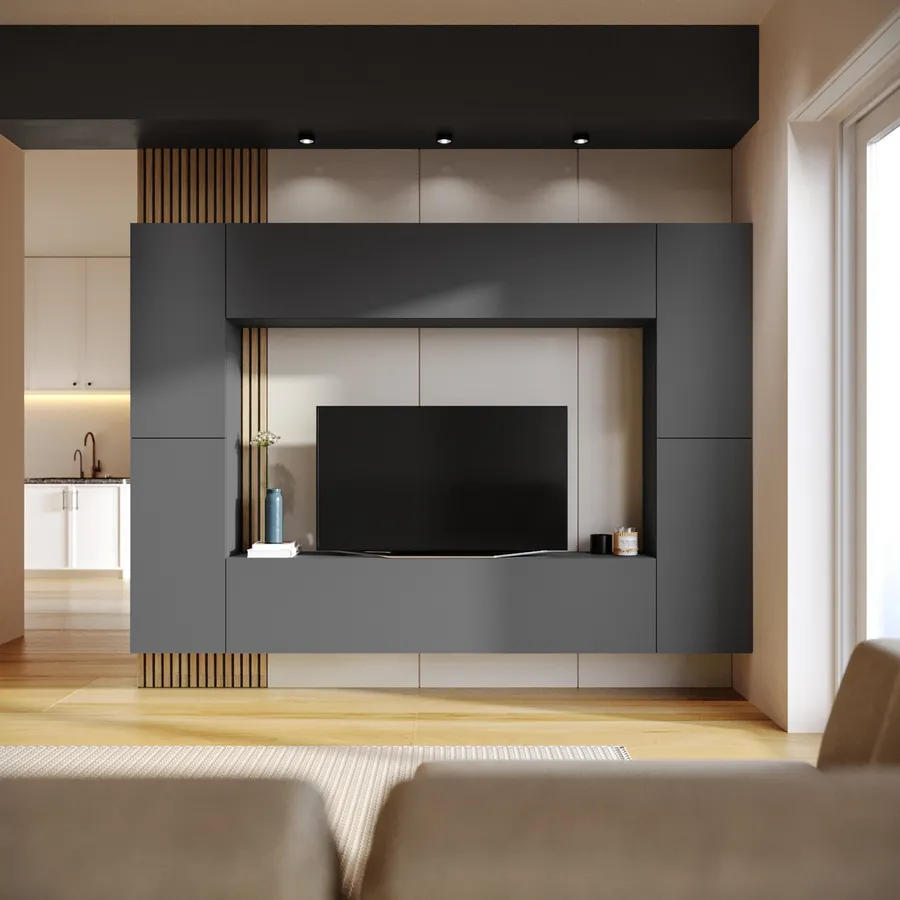 Parete attrezzata 260x30 cm antracite - Kayros