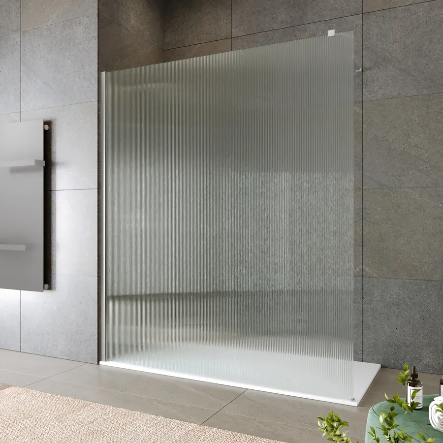 Box doccia Walk in 170 cm vetro 8 mm anticalcare cannettato e profilo ...