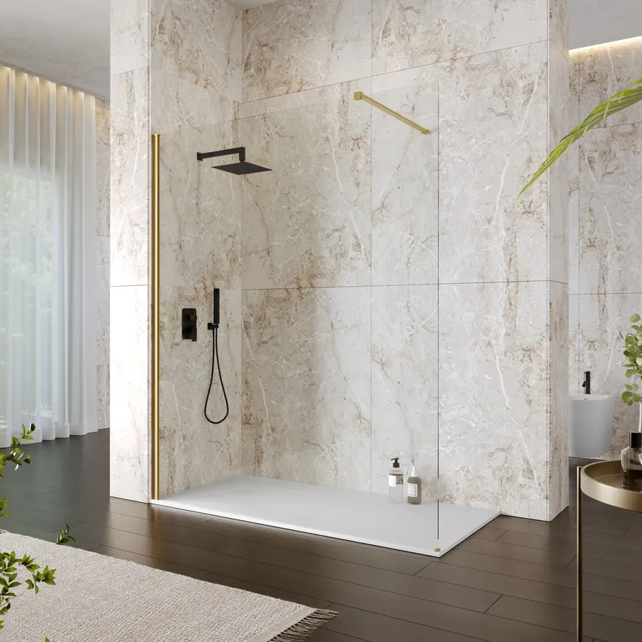 Box doccia Walk in 170 cm vetro 8 mm anticalcare trasparente e profilo ...