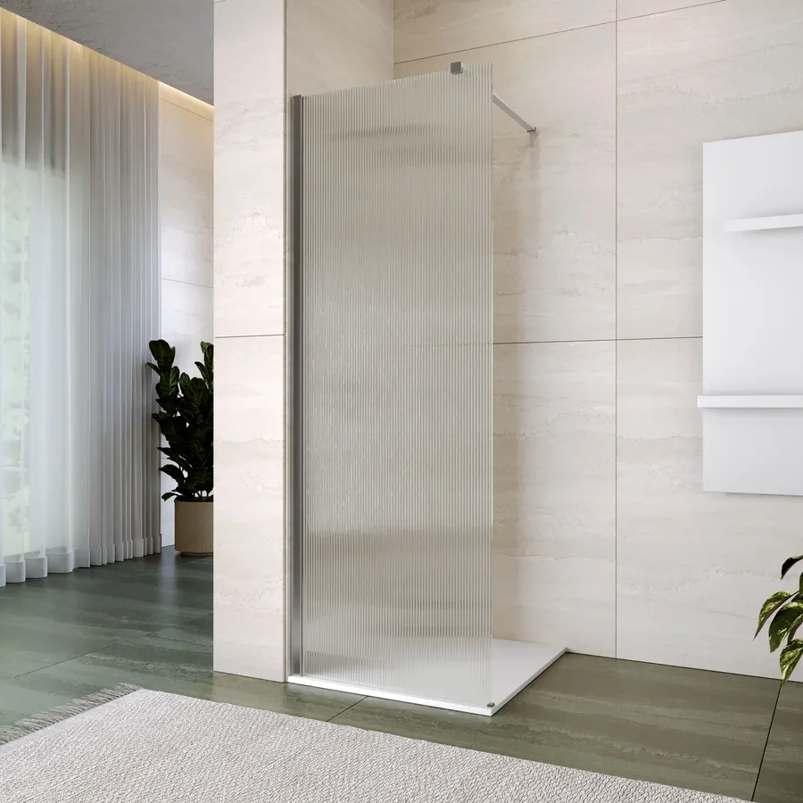 Box doccia Walk in 80 cm vetro 8 mm anticalcare cannettato e profilo ...
