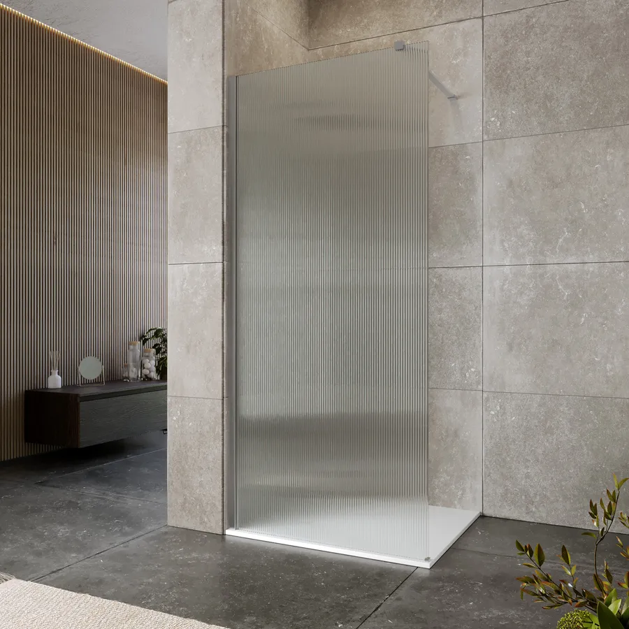 Box doccia Walk in 90 cm vetro 8 mm anticalcare cannettato e profilo ...