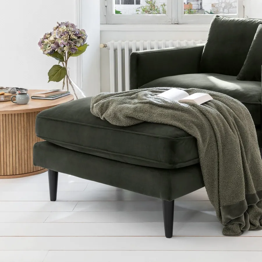 Maxi pouf 91x64 cm in velluto idrorepellente verde scuro - Kodak