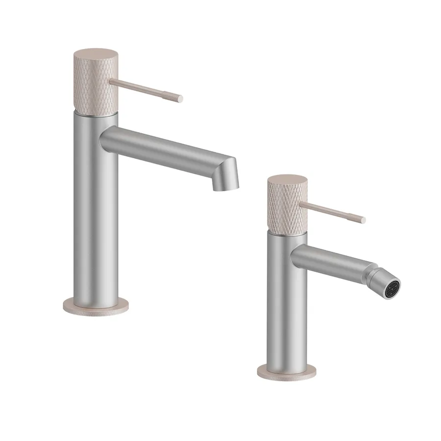 Set lavabo e bidet grigio opaco e champagne - Crystal