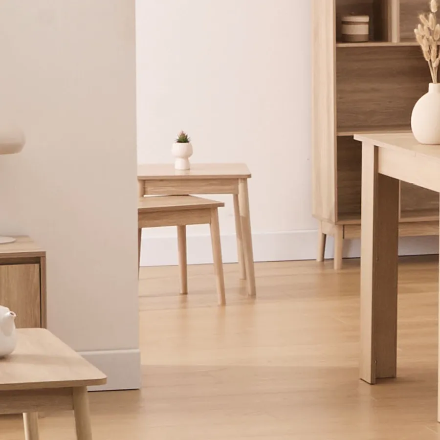 Set 2 tavolini in legno effetto rovere naturale - Nathur
