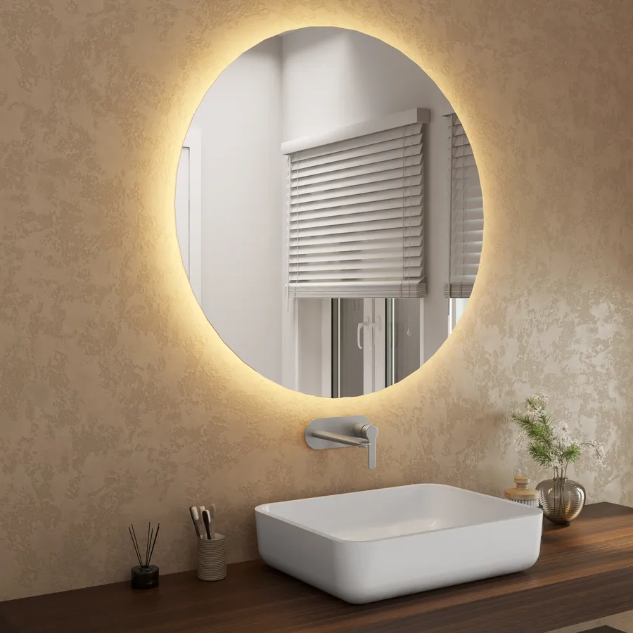 Specchio da bagno led 90 cm luce calda - Amede
