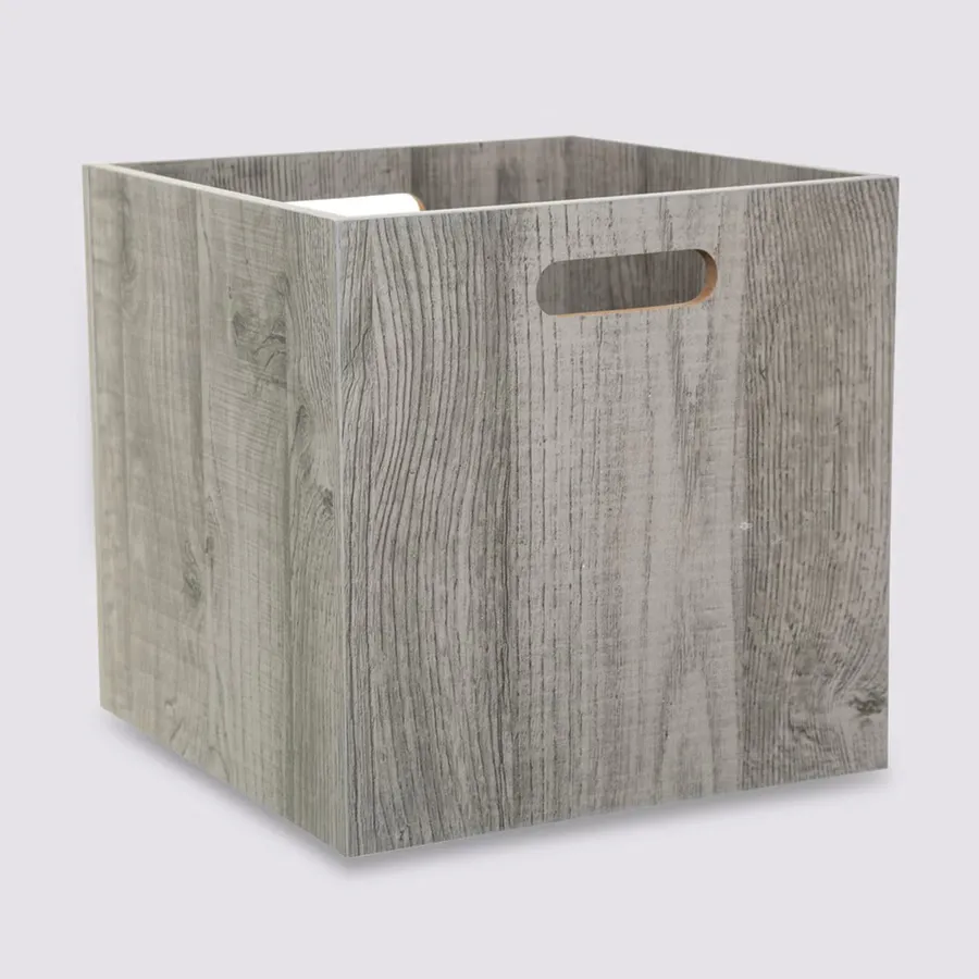 Cubo contenitore 31x31h cm effetto rovere grigio - Unify