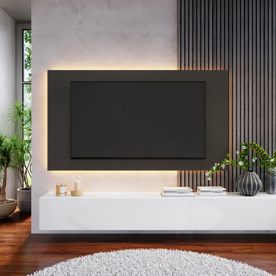 Pannello porta tv 180x100h cm lava con foro passacavi - Clary