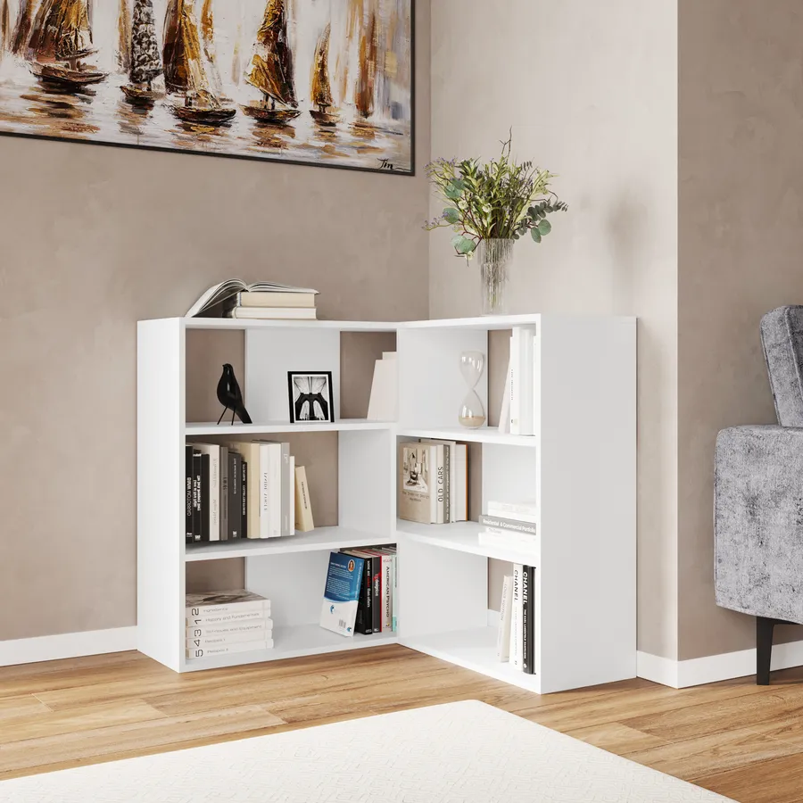 Libreria 157x89h cm bianco con configurazioni multiple - Kantiko