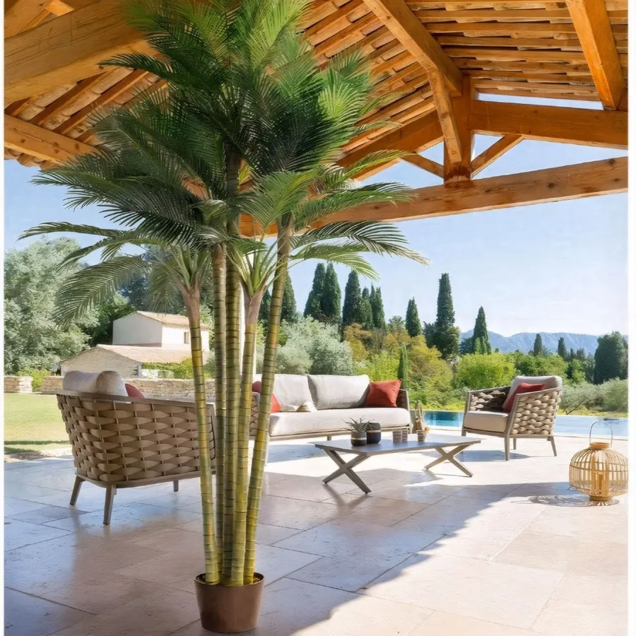 Pianta artificiale di palma 360h cm in vaso nero per esterno o interno