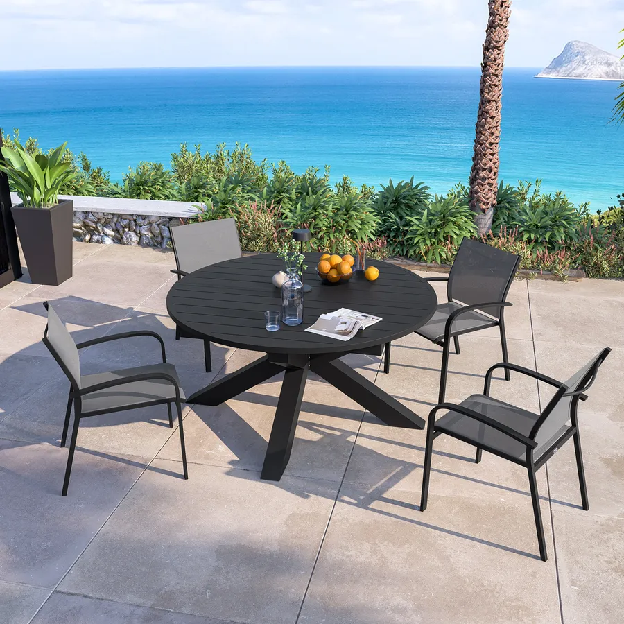 Set pranzo tavolo rotondo allungabile 145/200x75 cm e 4 sedie con ...