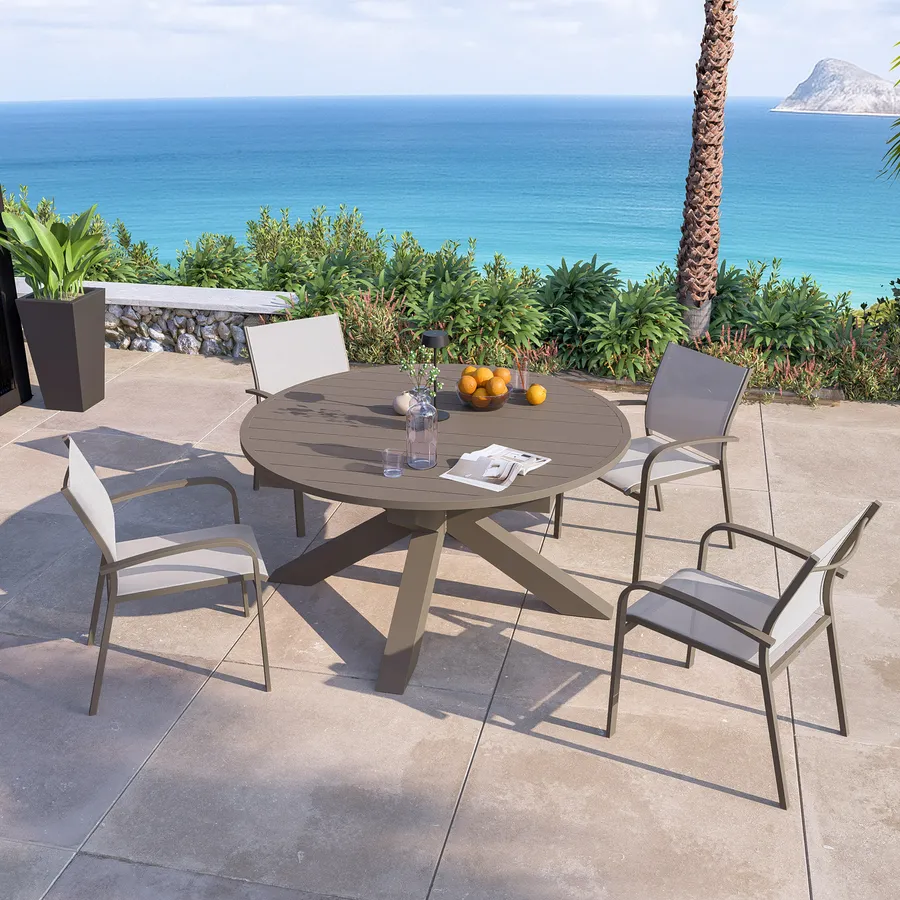 Set pranzo tavolo rotondo allungabile 145/200x75 cm e 4 sedie con ...