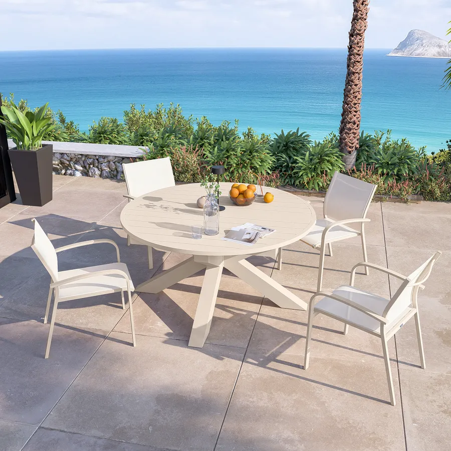 Set pranzo tavolo rotondo allungabile 145/200x75 cm e 4 sedie con ...