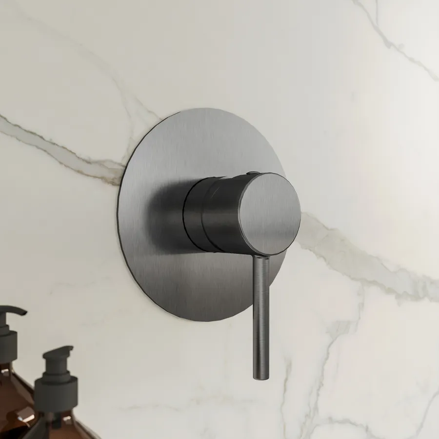 Set incasso doccia con braccio a soffitto 32 cm e soffione 30 cm nero ...