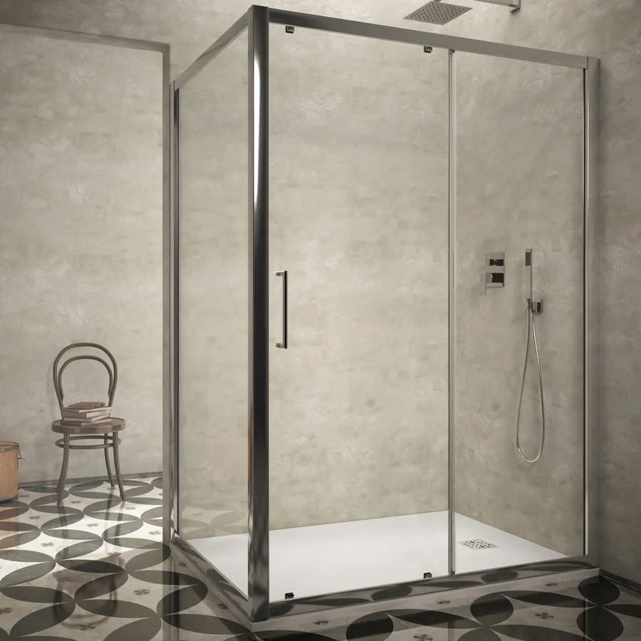 Box doccia scorrevole 75x100 con parete fissa reversibile - Ebe