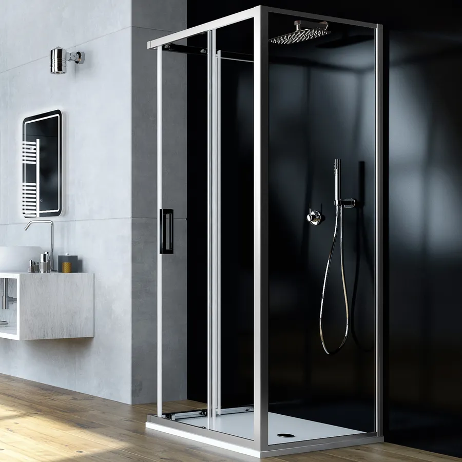 Box 3 lati 90x90x90 cm doppio scorrevole vetro trasparente anticalcare ...