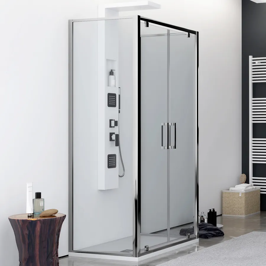 Box 3 lati 90x90x90 cm doppio battente vetro trasparente anticalcare ...