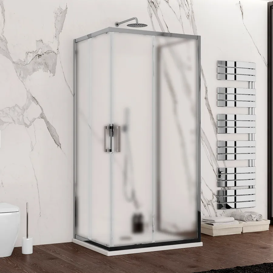 Box 3 lati 90x90x90 cm doppio scorrevole vetro opaco profilo cromo 195h ...