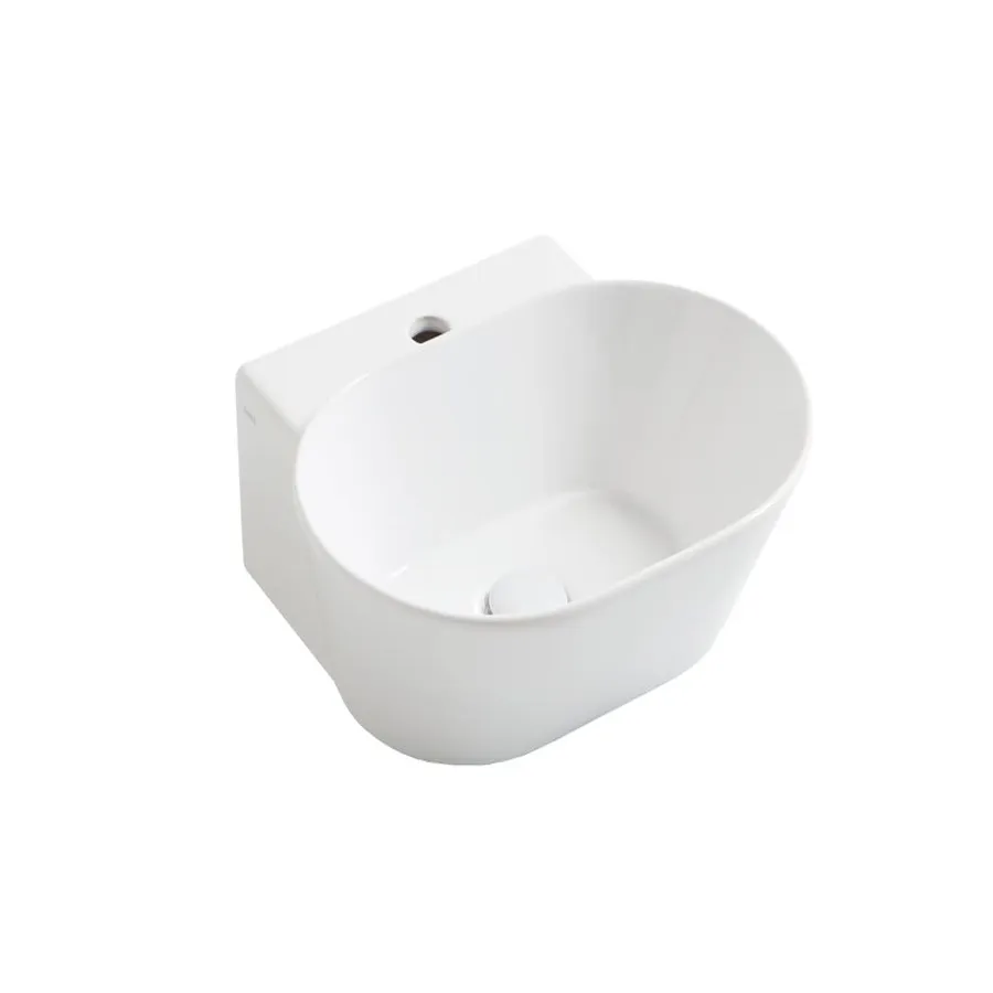 Lavabo da appoggio o sospeso ovale 48 cm ceramica bianco lucidot - Wave di Simas