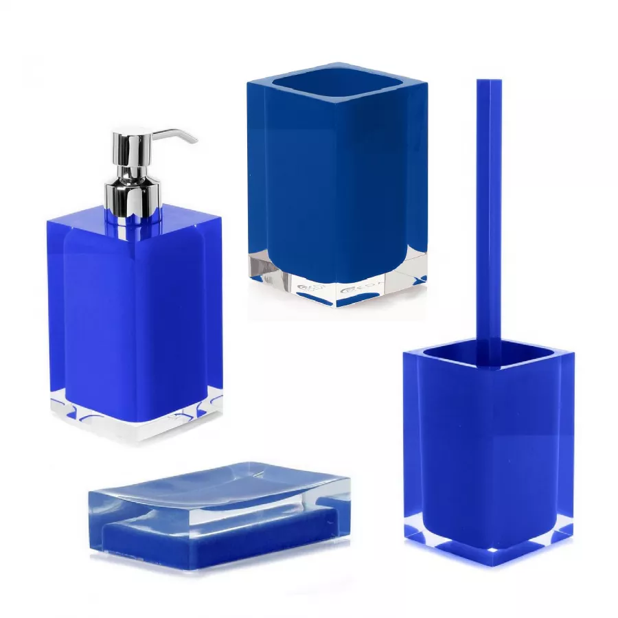 Set 4 accessori da appoggio blu e trasparente - Rainbow di Gedy