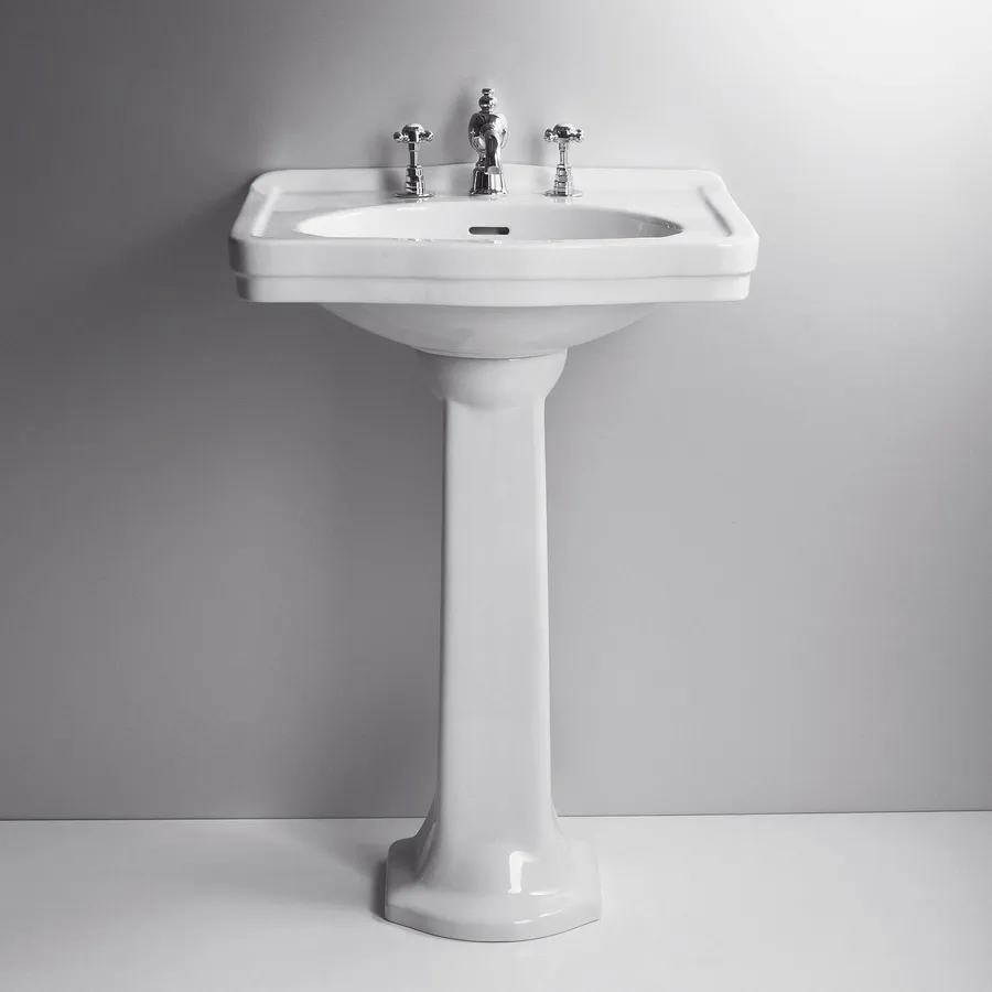 Lavabo monoforo 68 cm con colonna in ceramica bianco - Londra di Simas